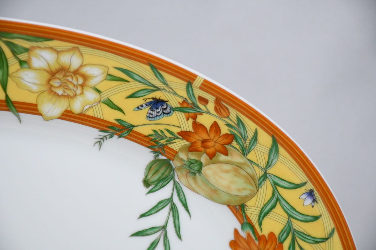 Hermes La Siesta Oval Plate 16.5" porcelain 42 cm flower – art Japan Export