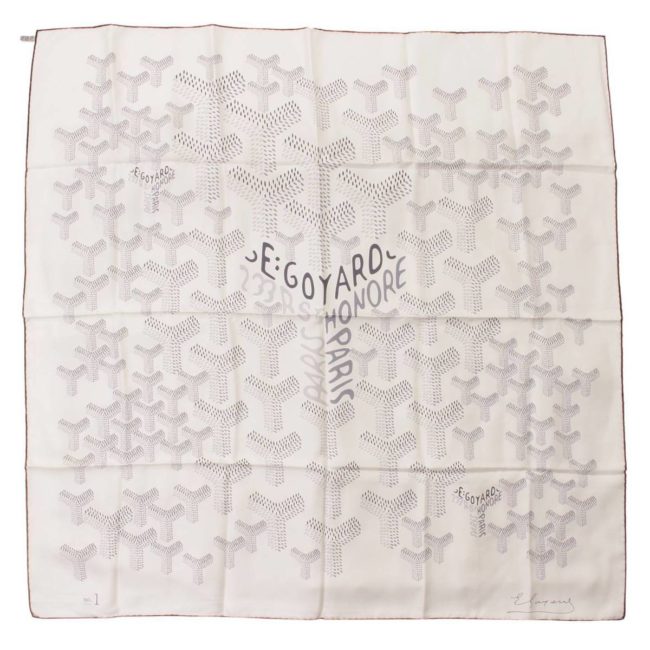 GOYARD Scarf 90 cm white N°1 silk Herringbone bandana 35" – art Japan ...