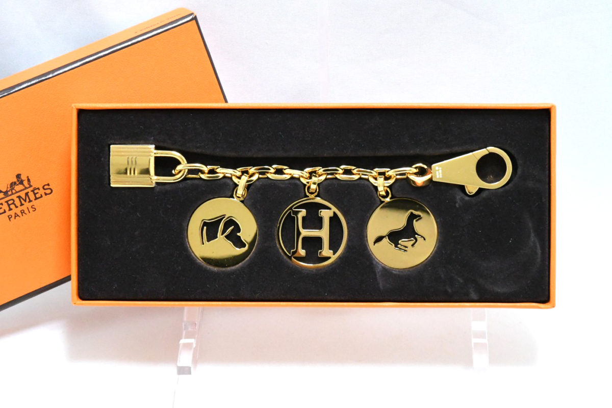 Hermes Gold Breloque Olga bag charm amulette Cadena berloque Excellent ...